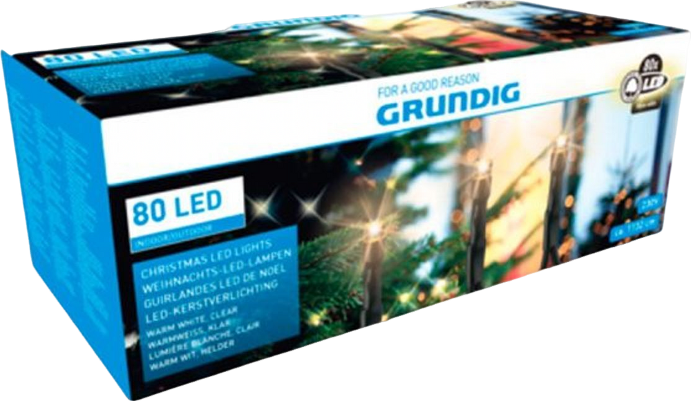 Guirlande de Noël 80 leds blanches - 11.32m - Grundig
